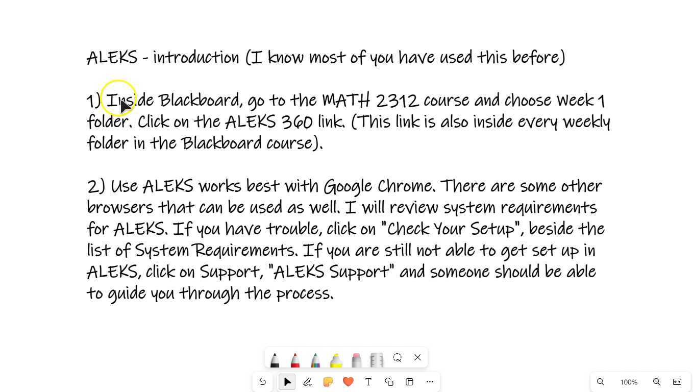 ALEKS Introduction MATH 2312 OL Sum23