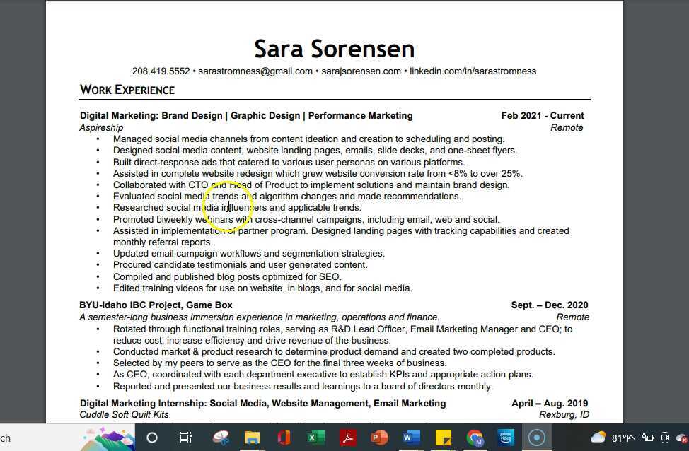 Sara S Resume