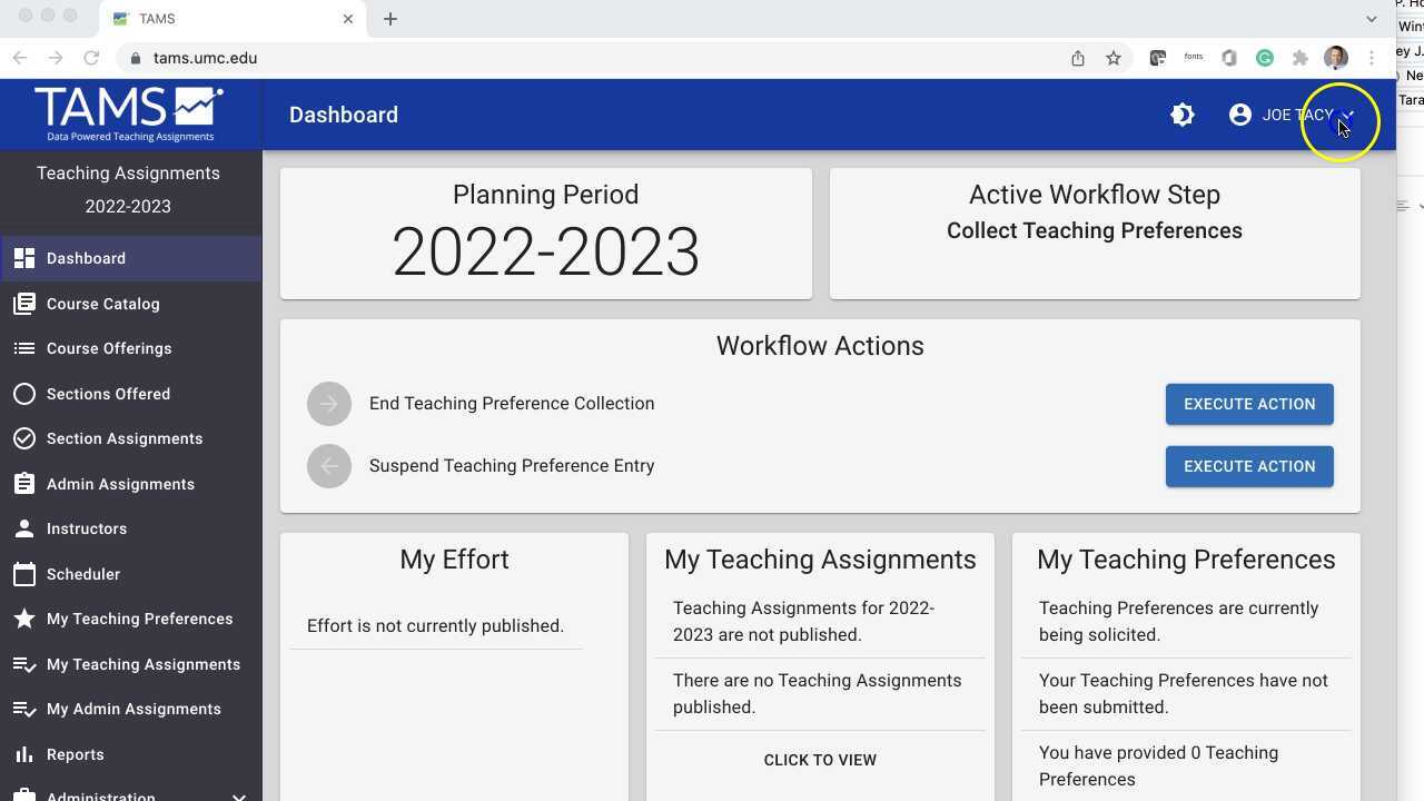 TAMS Teaching Preferences