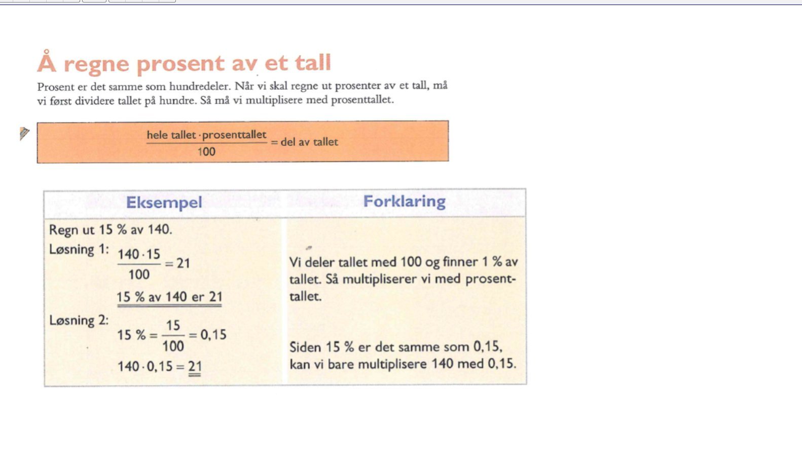 Å regne prosent av et tall. +ny verdi