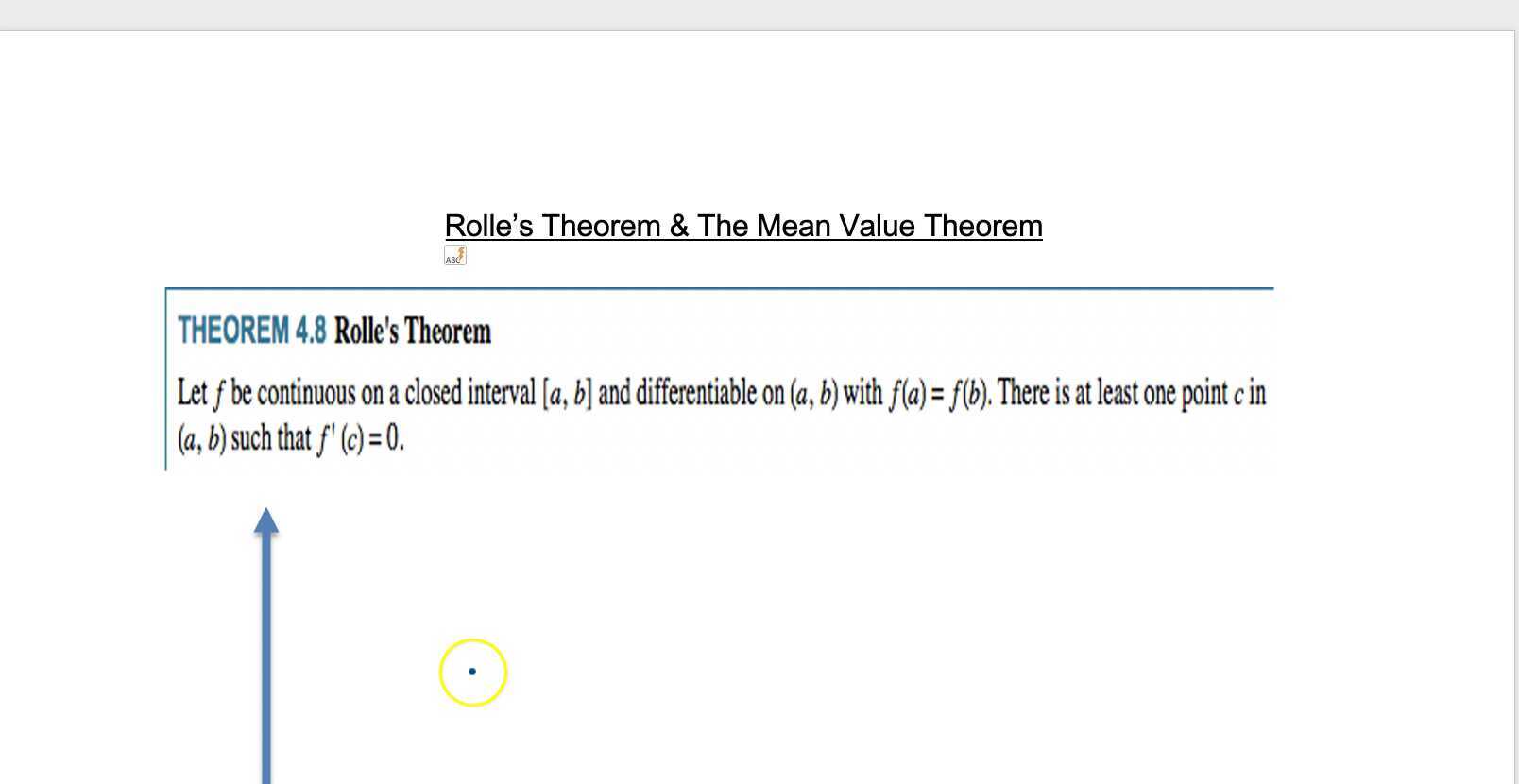 Calculus I: Rolle's Theorem & The Mean Value Theorem