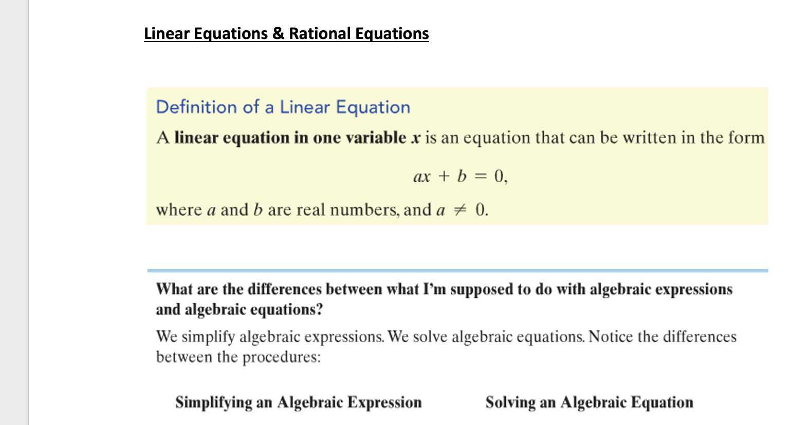 Solving Linear Equations