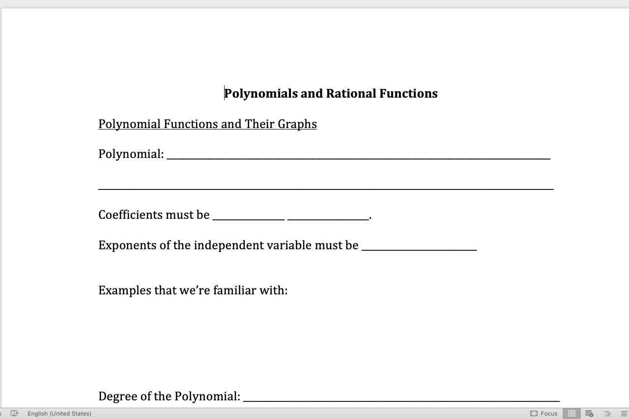 Understanding Polynomials and Rational Functions