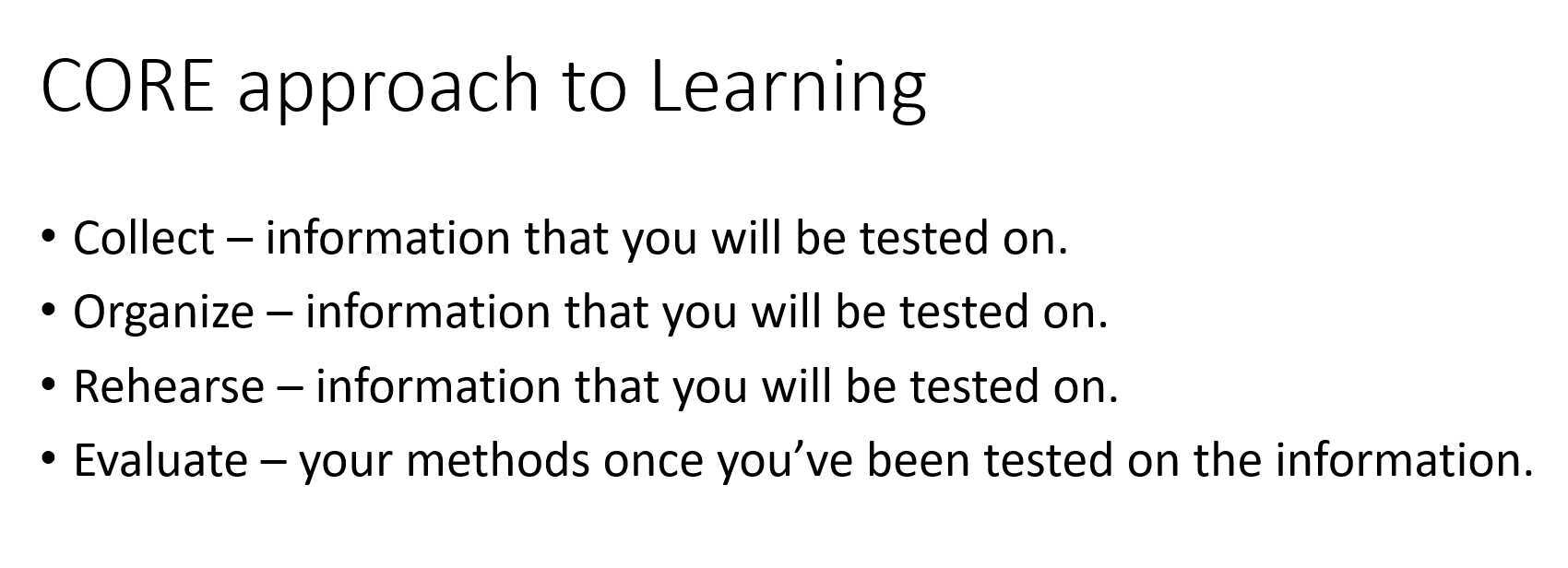 CORE approach to Learning