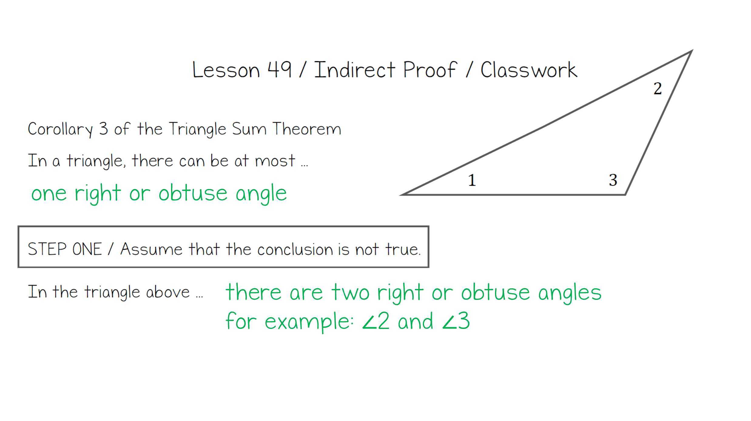 Lesson 45 / HONORS / Indirect Proof