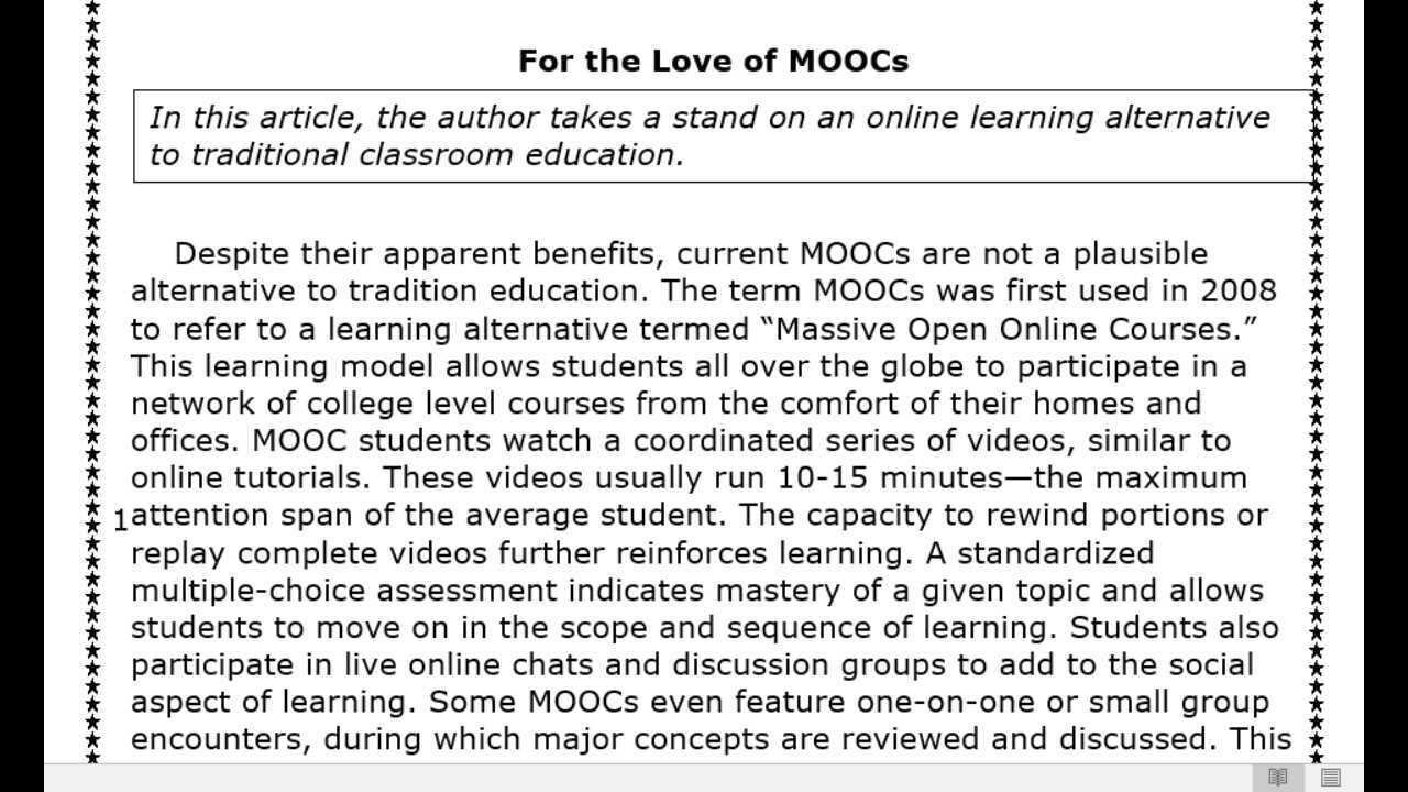 For the Love of MOOCs Unit 4 Test