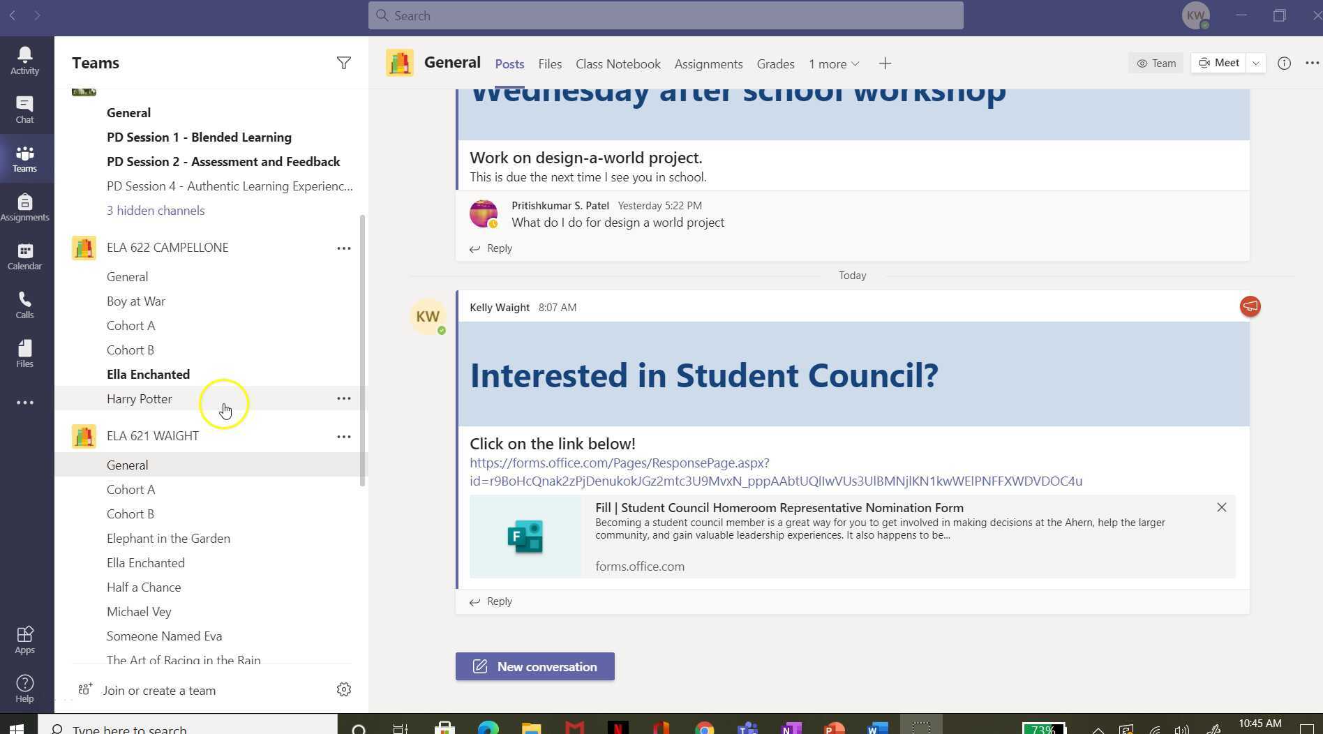 How to find past assignments