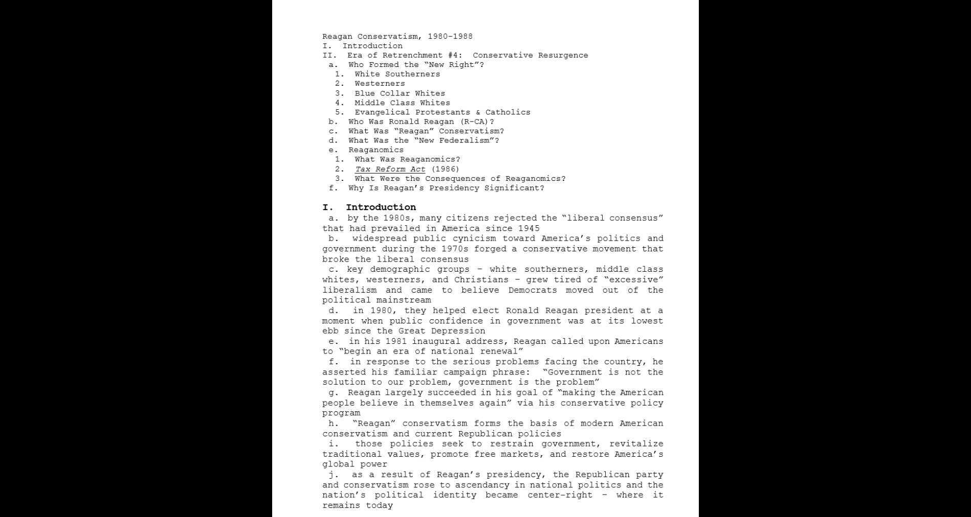 102 - Reagan Conservatism, 1980-1988