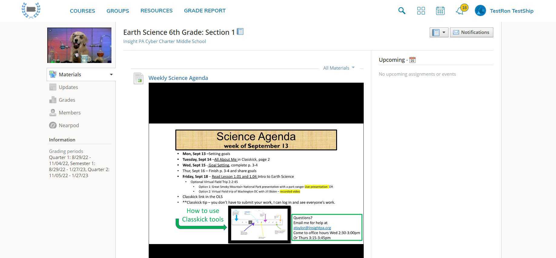 Student View - Checking Grades
