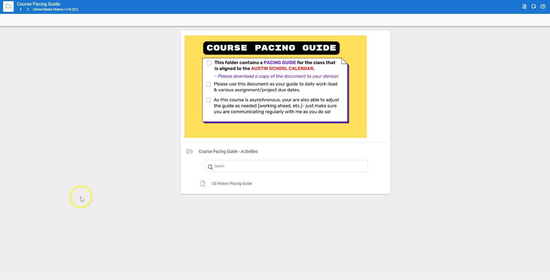 US History Pacing Guide Overview