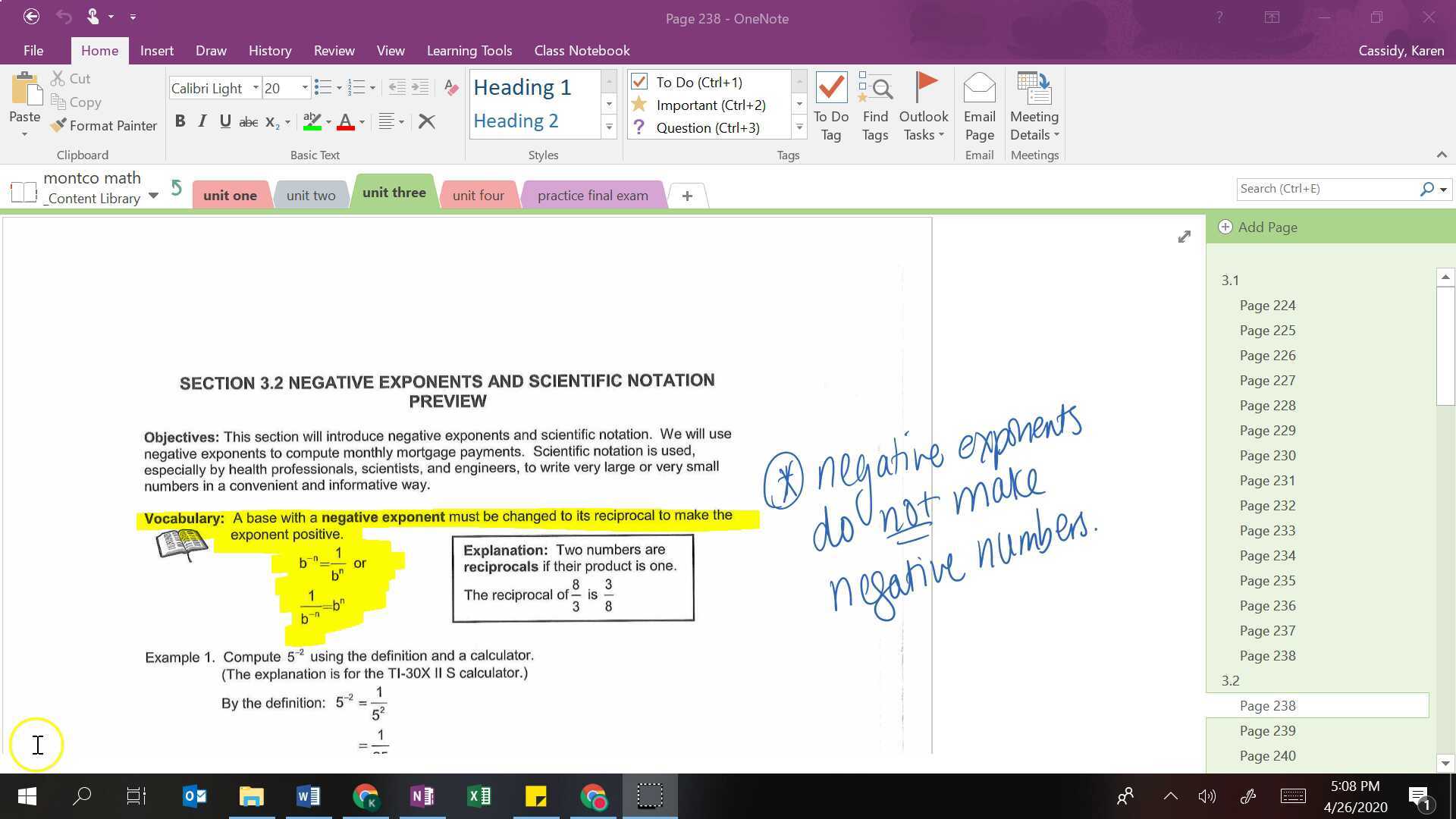 section 3.2 notes and classwork