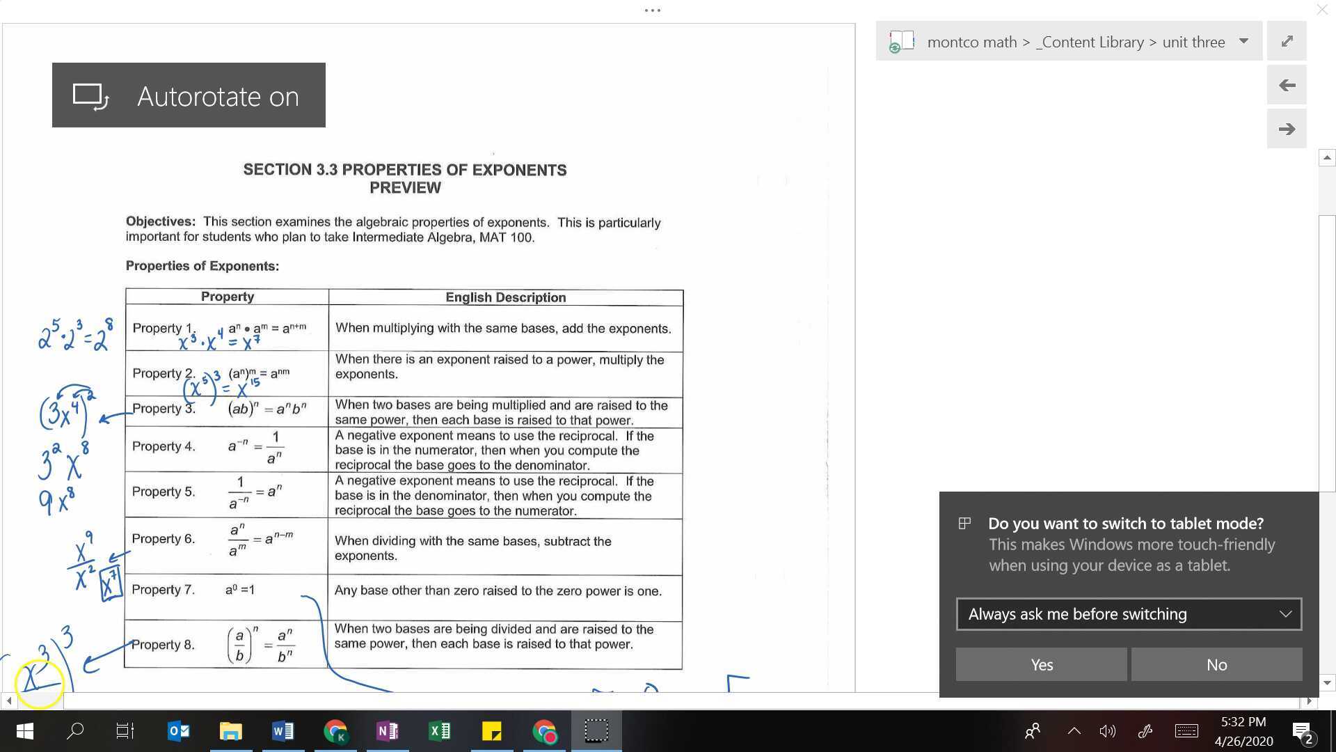 Section 3.3 notes and classwork