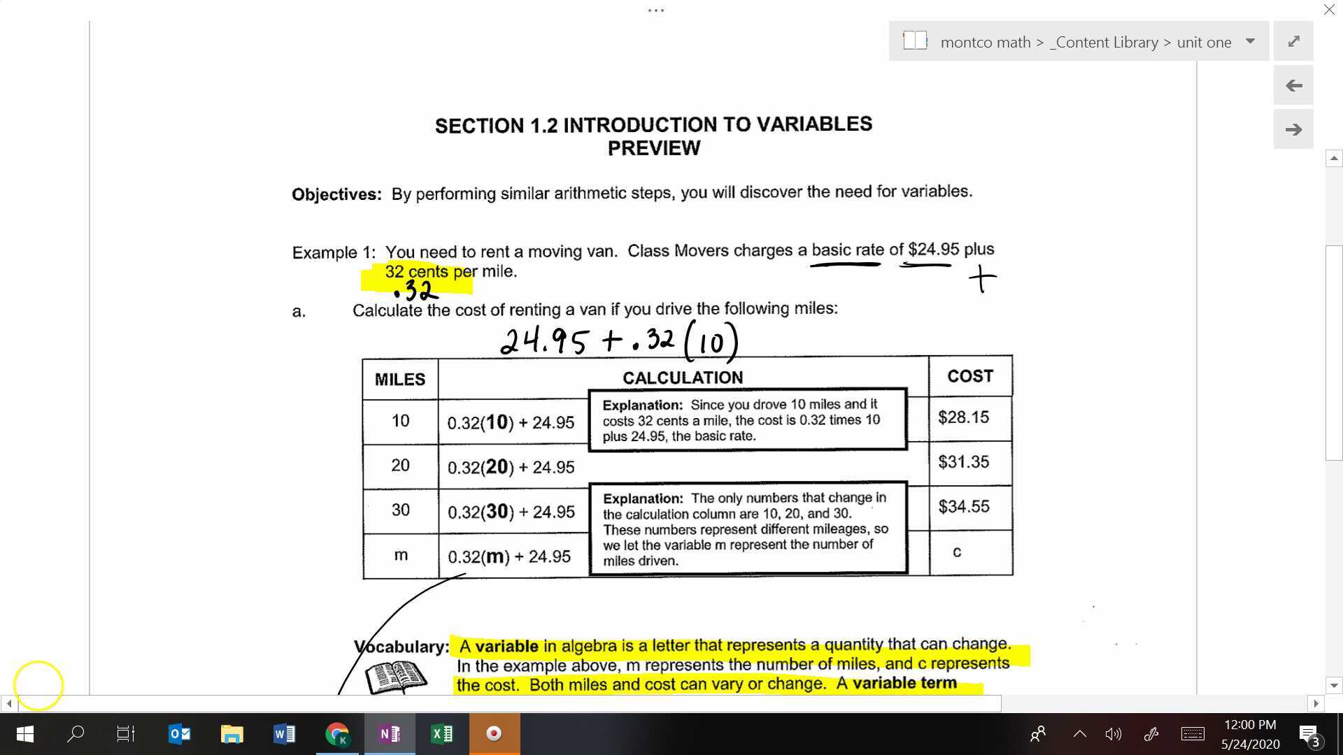 section 1.2 notes and classwork
