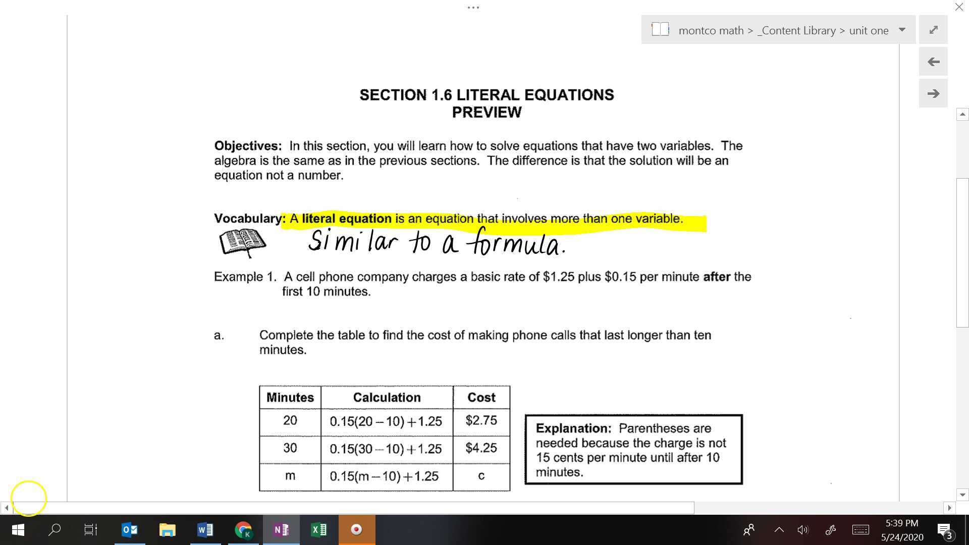 1.6 notes and classwork