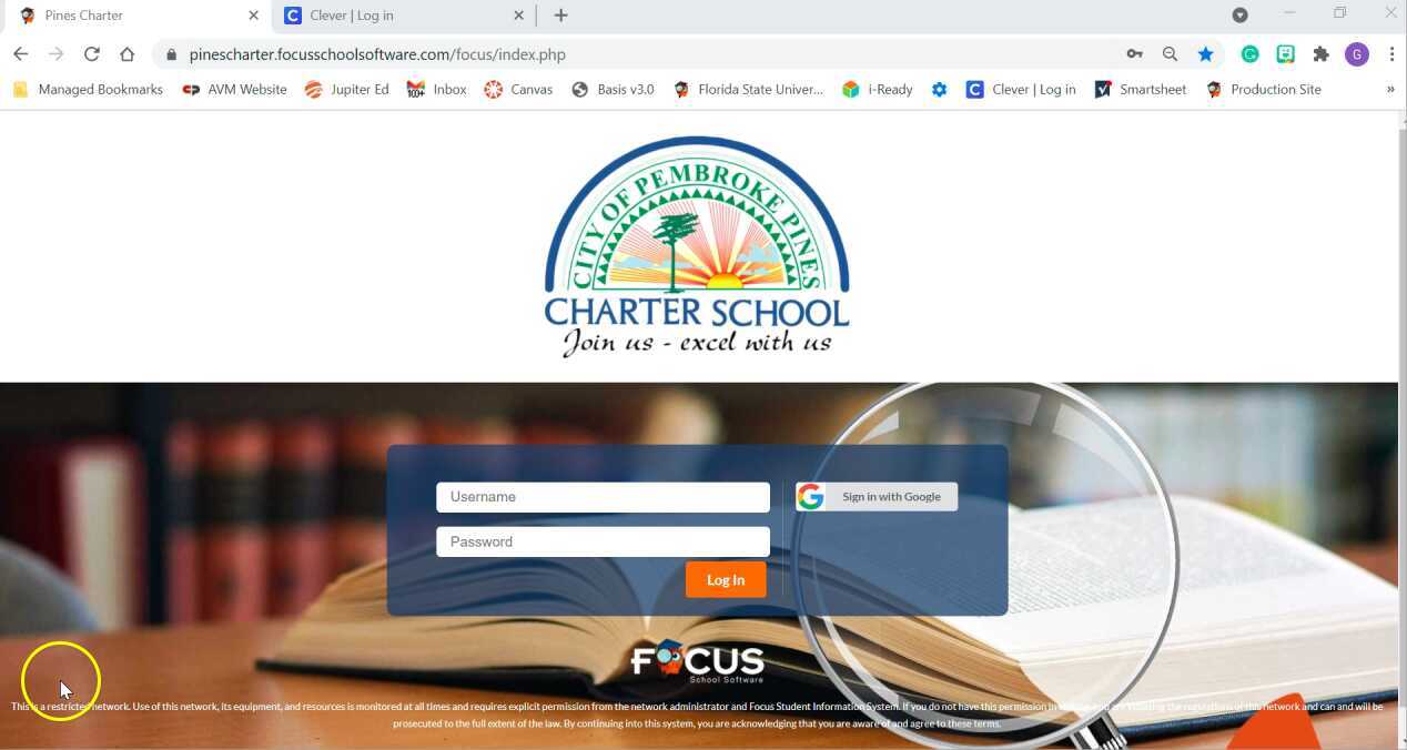 Logging into FOCUS as a student