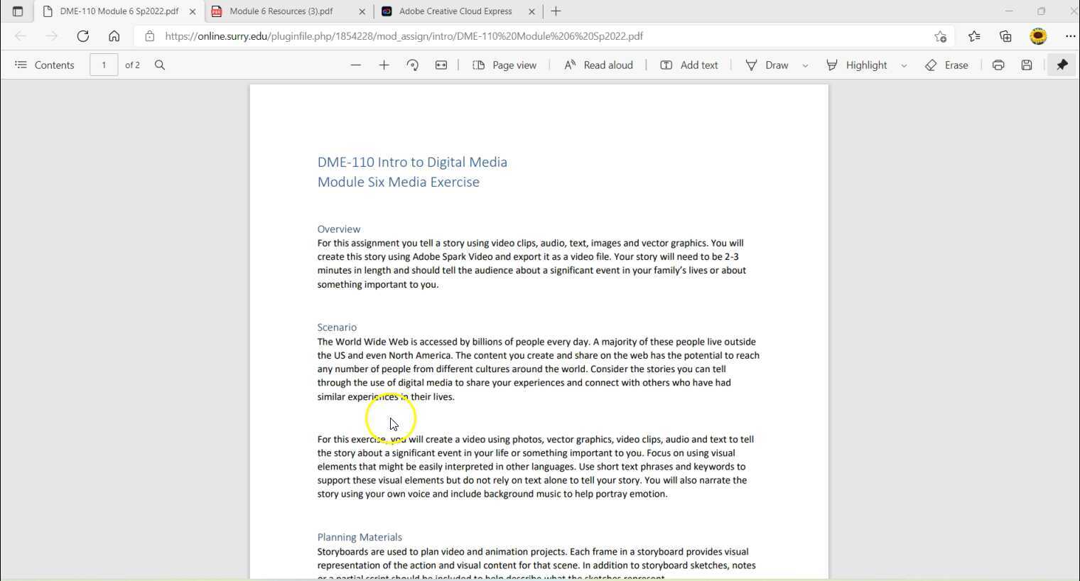 DME 110 Module 6 Media Exercise