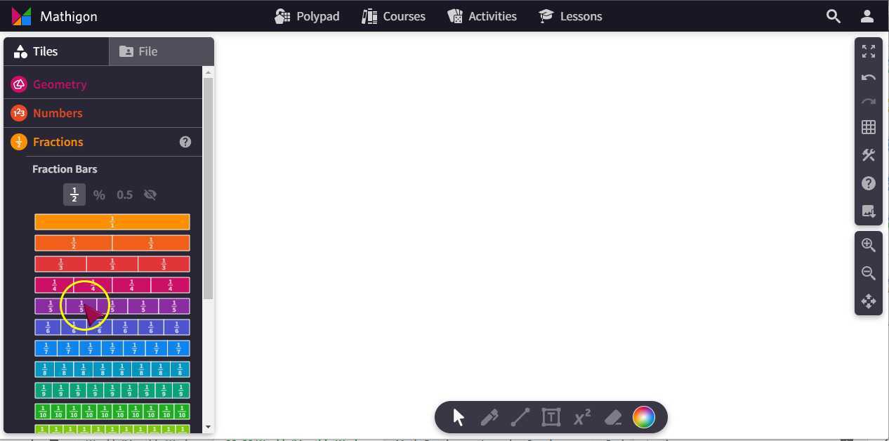 Mathigon Polypad Fraction Bars