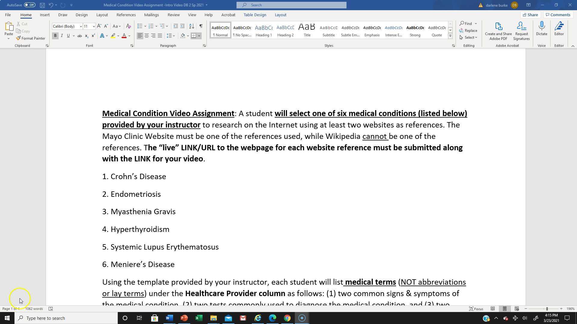Medical Condition Video Assignment Intro Video (R)