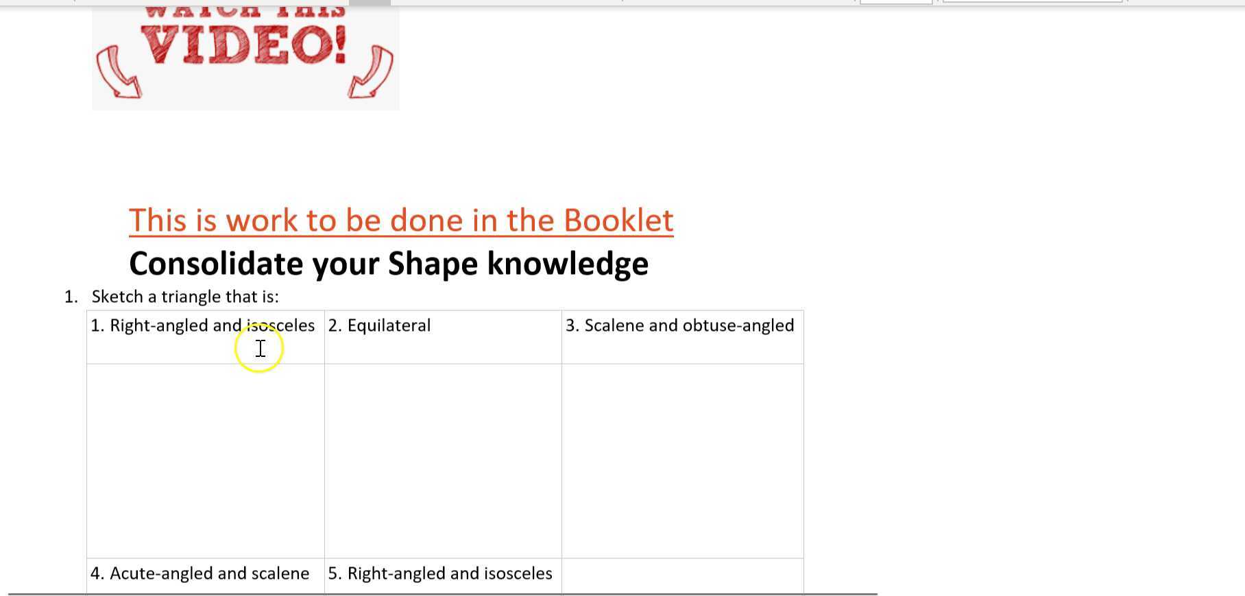 consolidate your shape knowledge