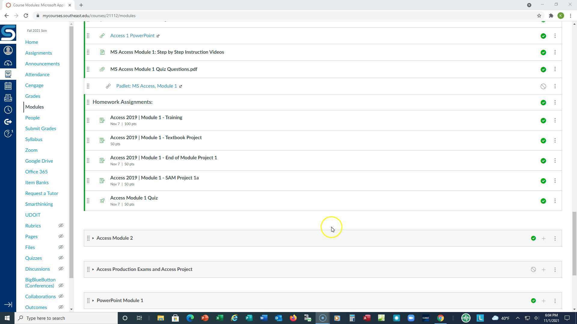 MS Access Module 1, End of Module Project