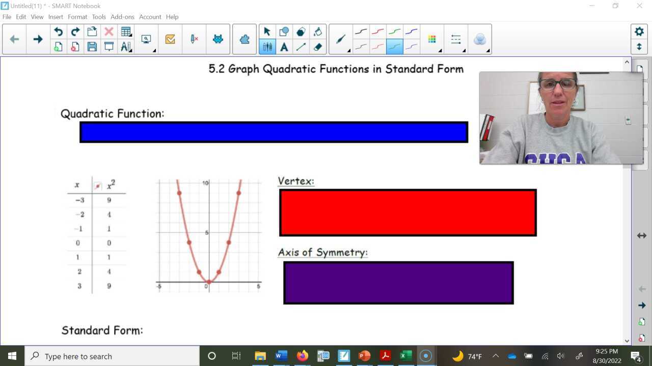5.2T Video #1: Graphing Quadratics in Standard Form Properties