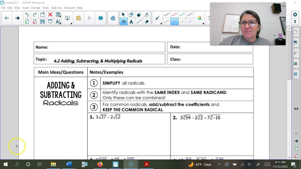 4.2 Video #1: Adding/Subtracting Radicals