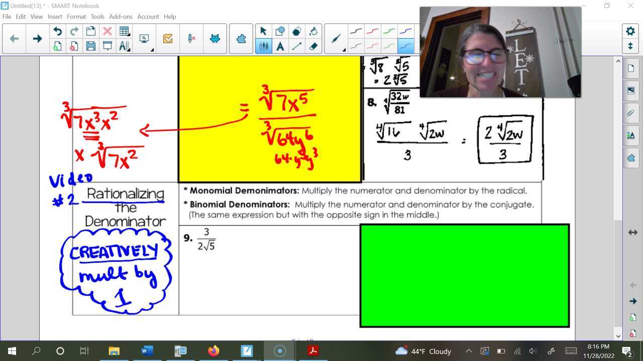 4.3 Video #2: Dividing Radicals (rationalizing the denominator)