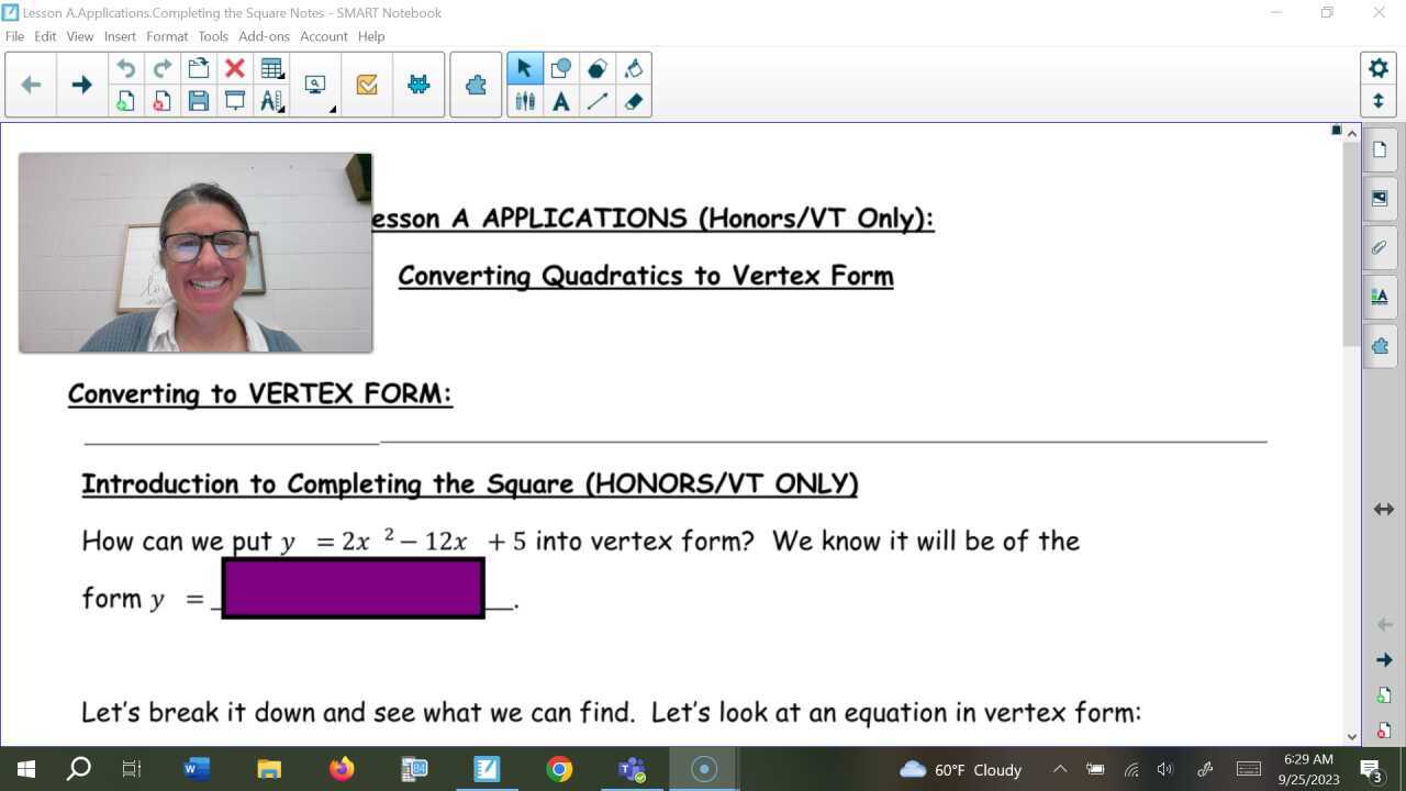Convert to Vertex Form by Completing the Square