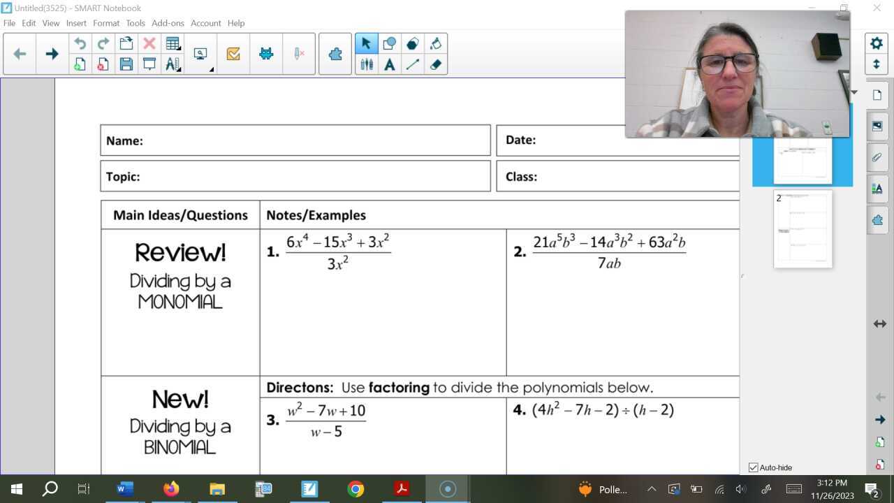 Dividing Polynomials: Monomials & Factoring