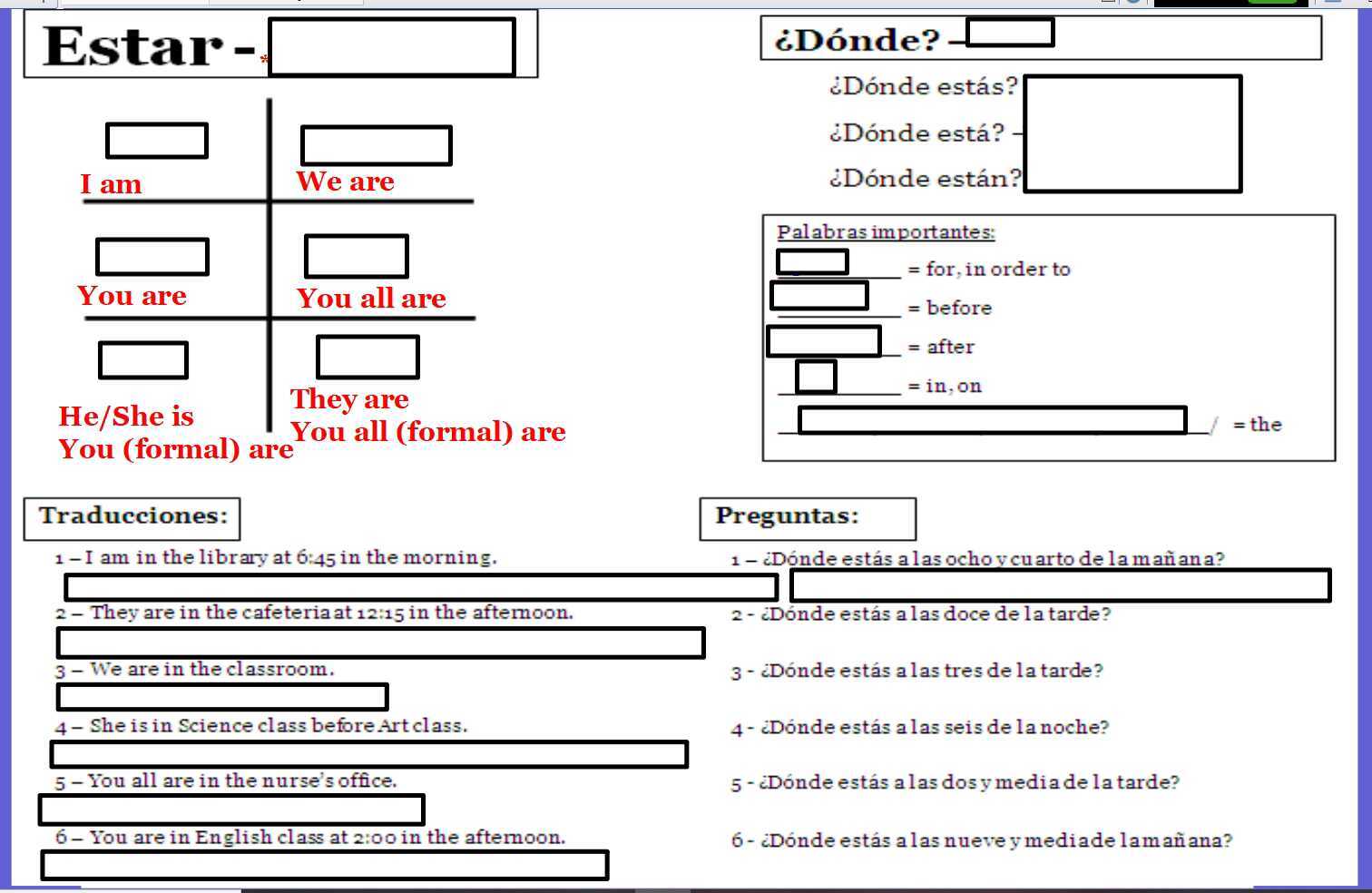 Guided Notes - Estar