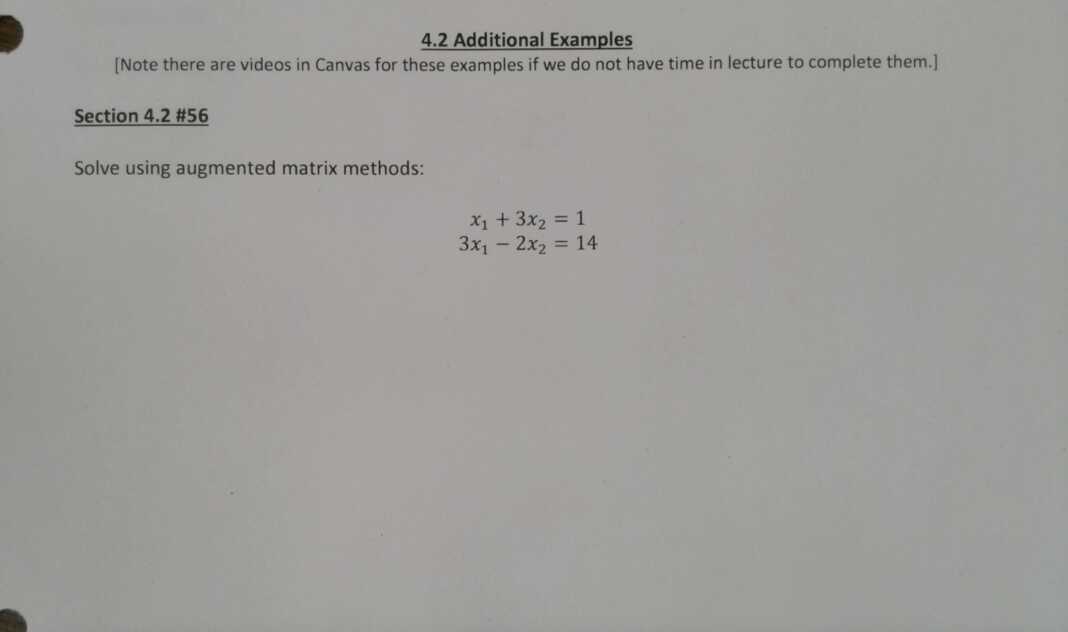 4.2 #56 and #62 Augmented Matrices Row Operations Examples