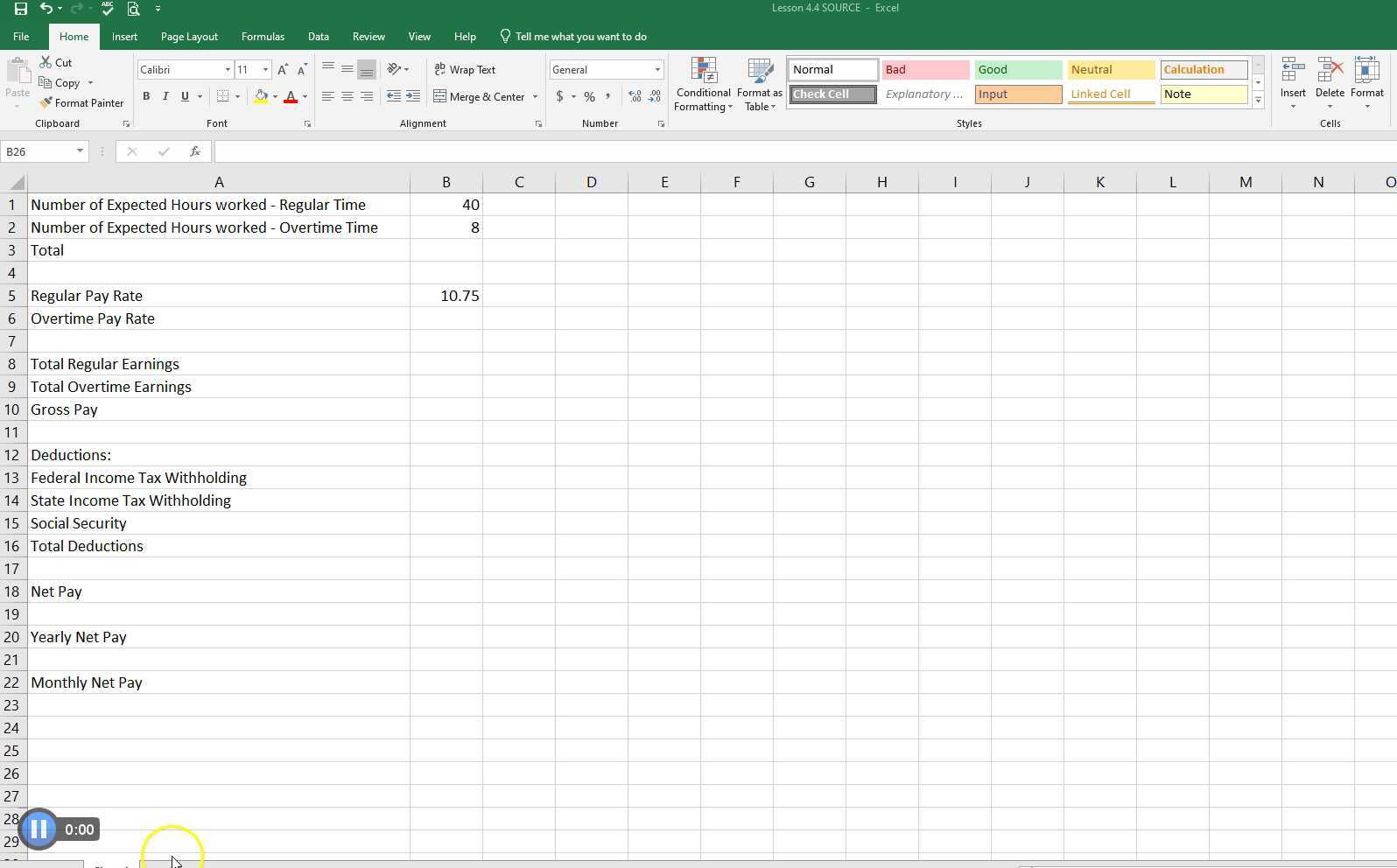 Excel Lesson 4.4
