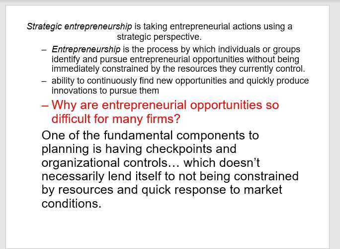 Strategic Entrepreneurship #4/8