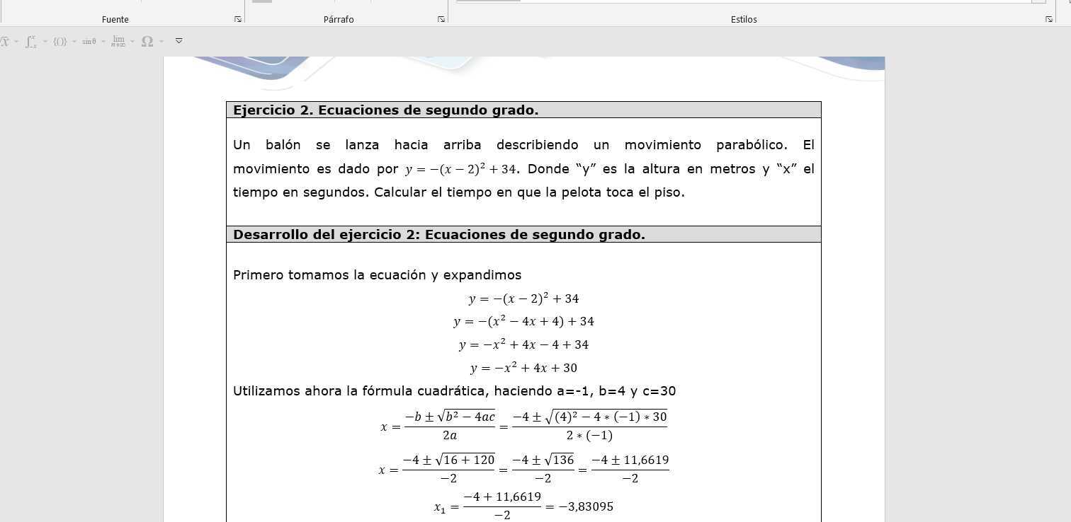 ejercicio 2 # 4 ec segundo grado