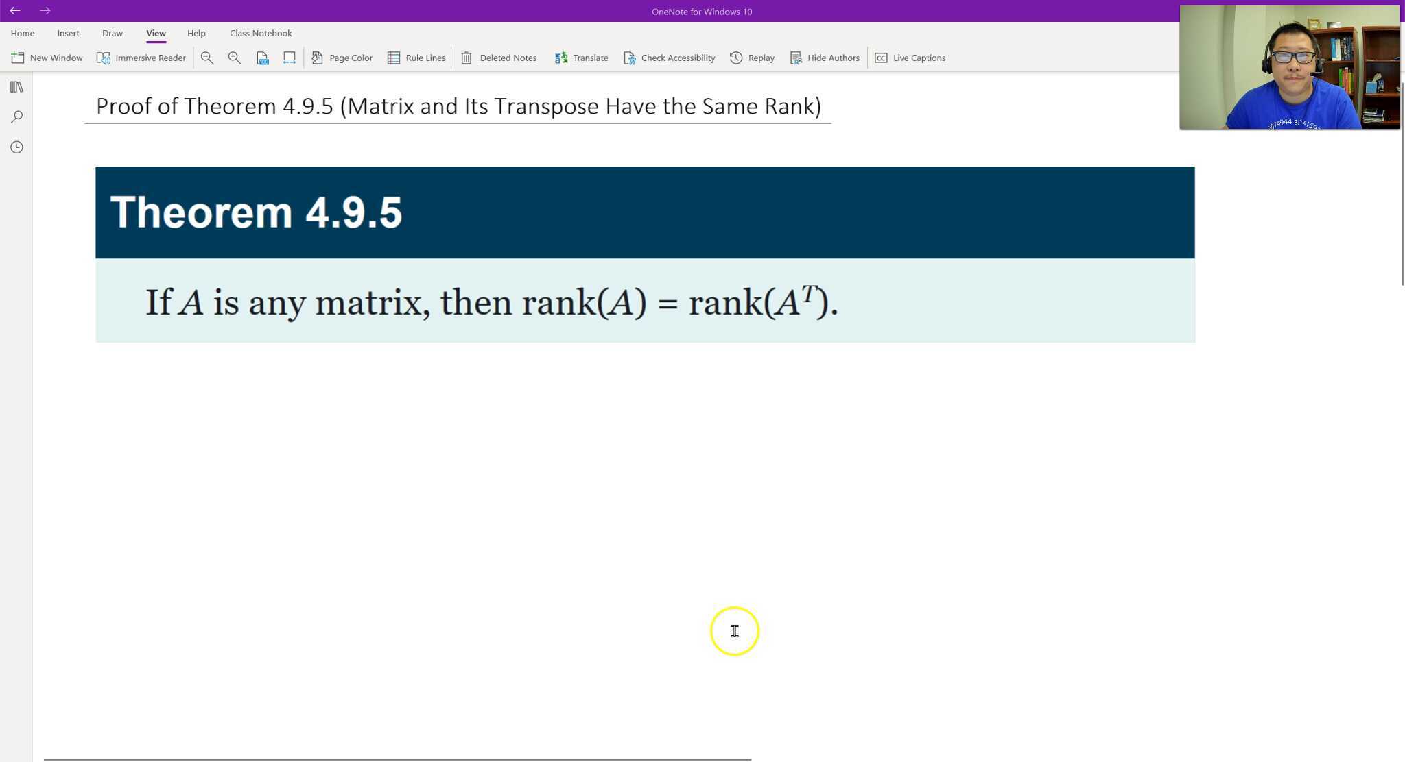 Theorem 4.9.5 (Matrix and Its Transpose Have the Same Rank)