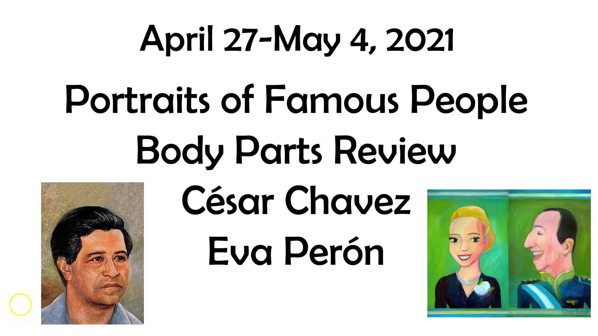 Portraits of Eva Peron and Cesar Chavez