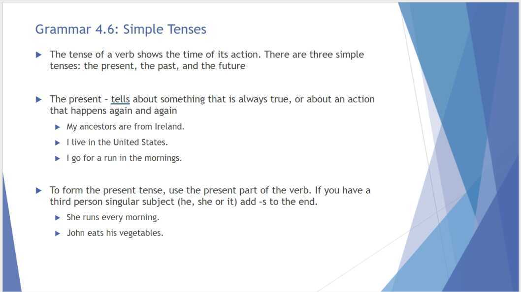 Grammar Lessons 4.6-4.9
