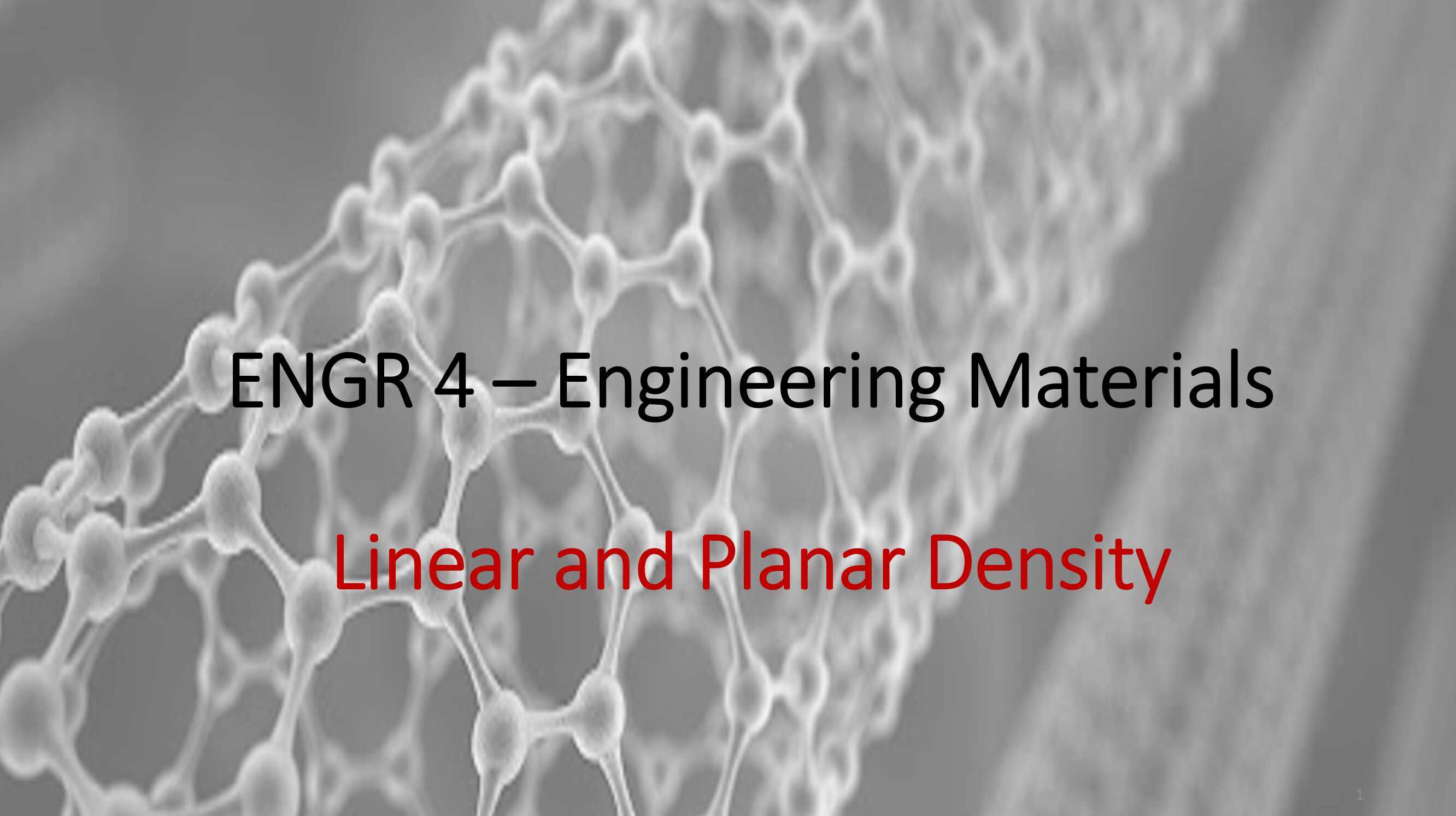 Linear and Planar density