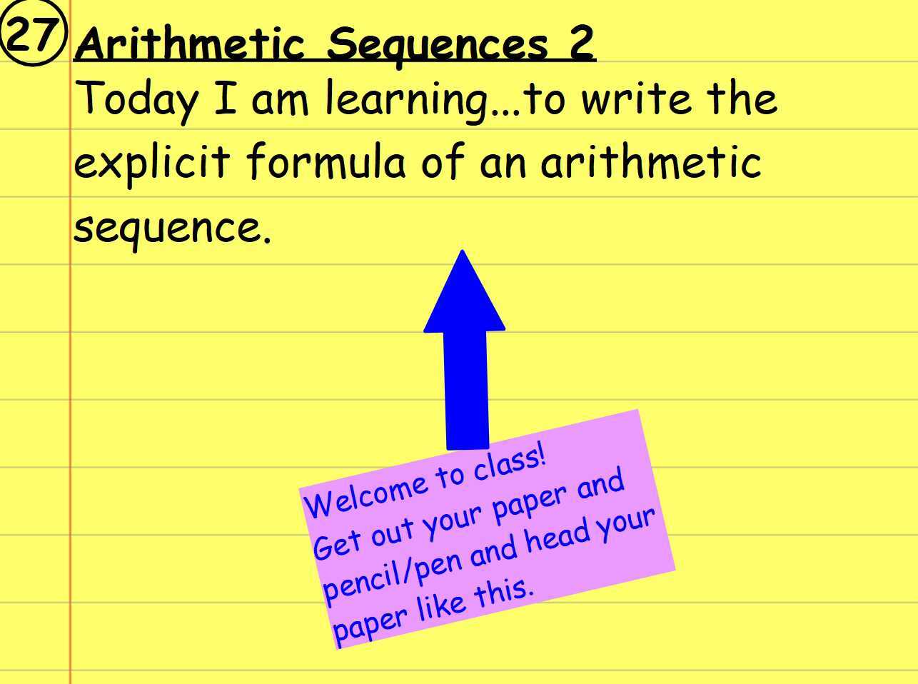 27 Arithmetic Sequences Video Lesson 2