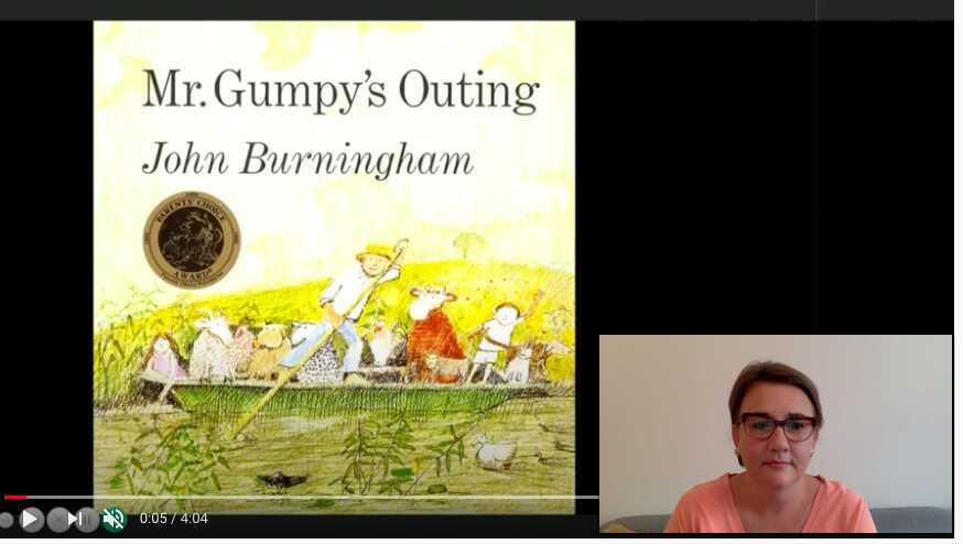 Ms Anna reading "Mr Gumpy's Outing" by John Burningham