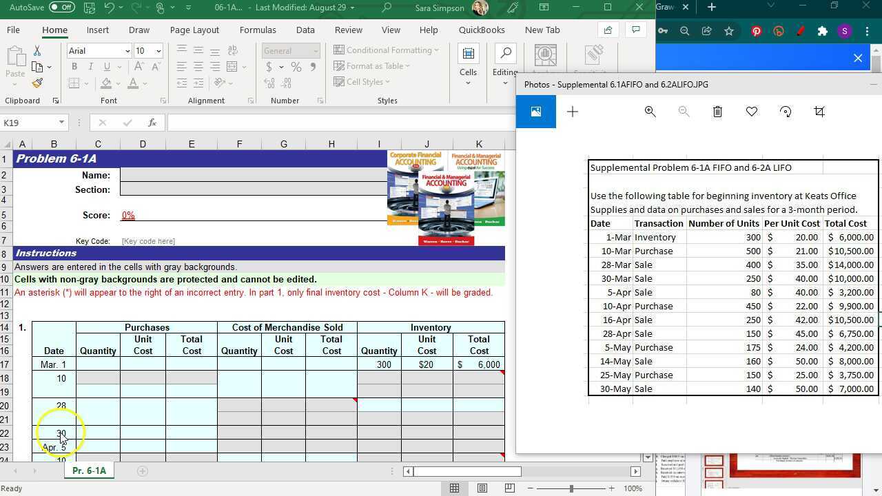 Lifo and FIFO supplement problem 6.1A and 6.2A