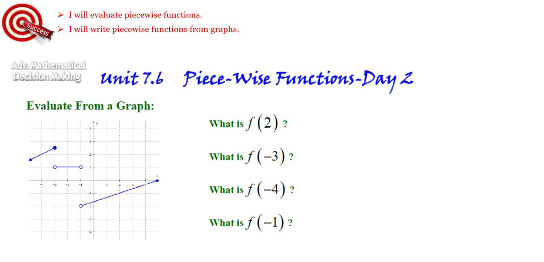 7.6 Piece-Wise Functions Day 2 Recorded Notes