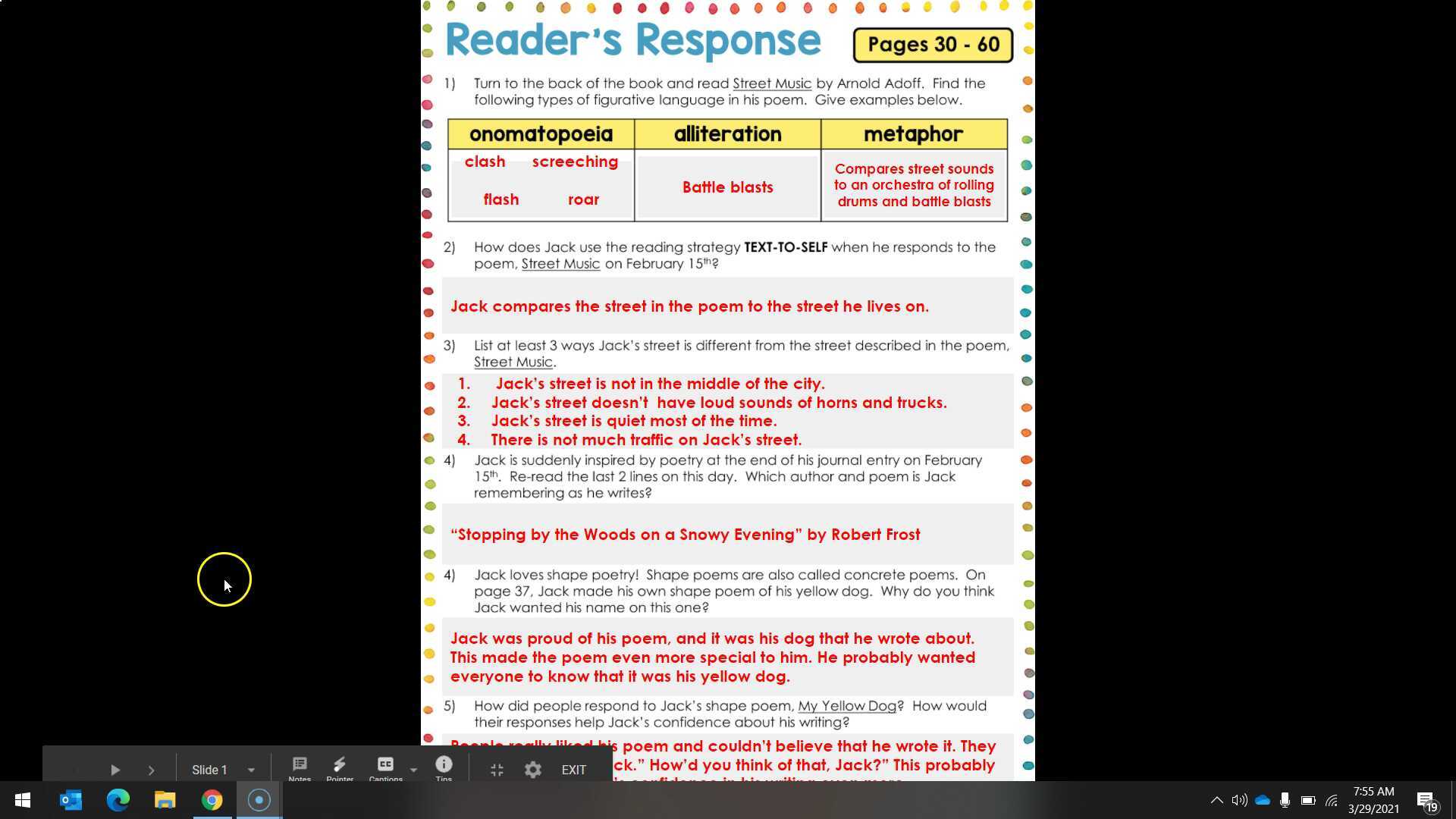 Love That Dog Response pages 30 - 60