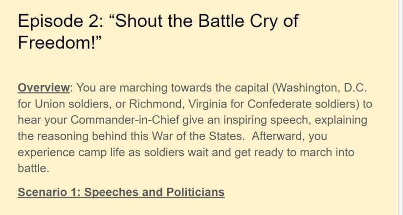 Civil War Simulation, Episode 2, Scenario 1 (Slides 31-38)