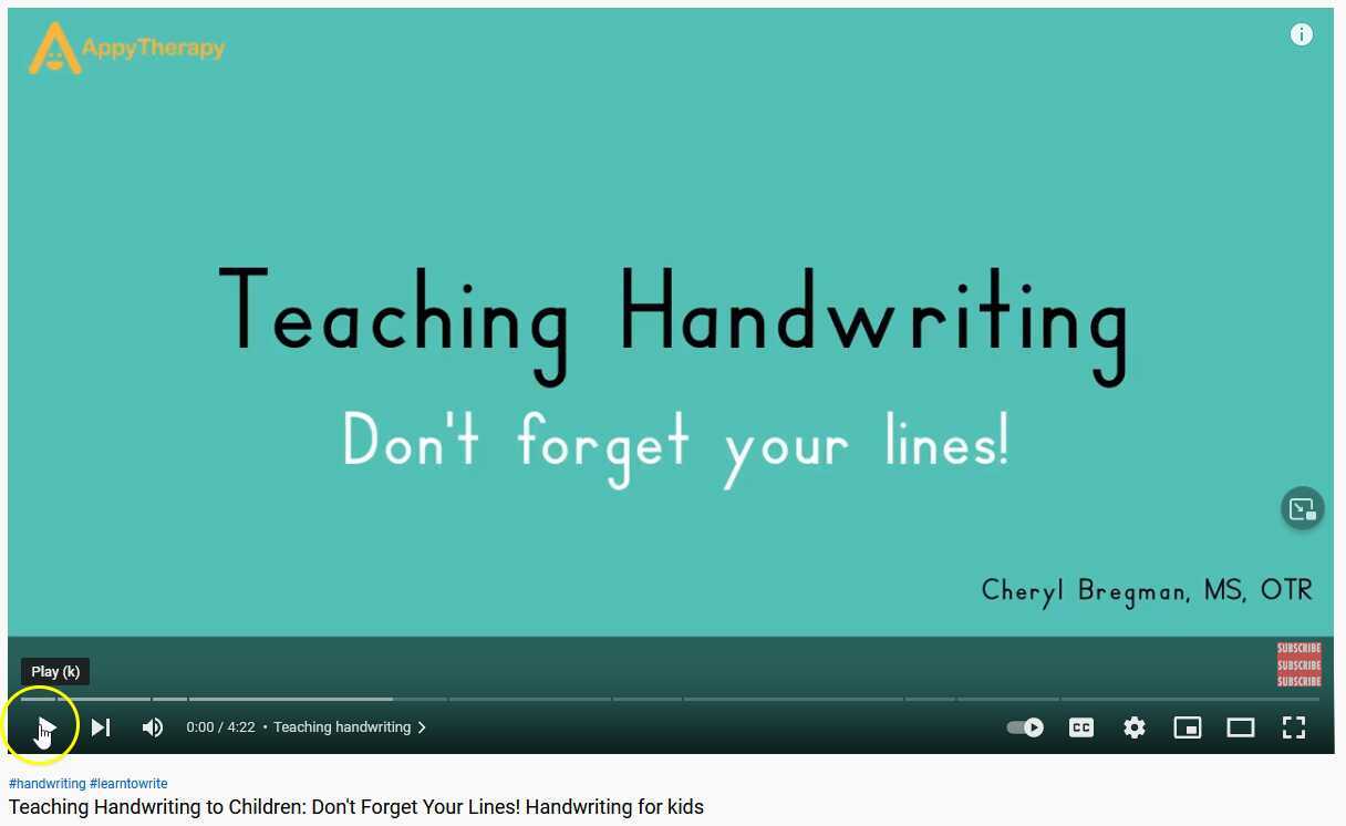 Penmanship video for parents