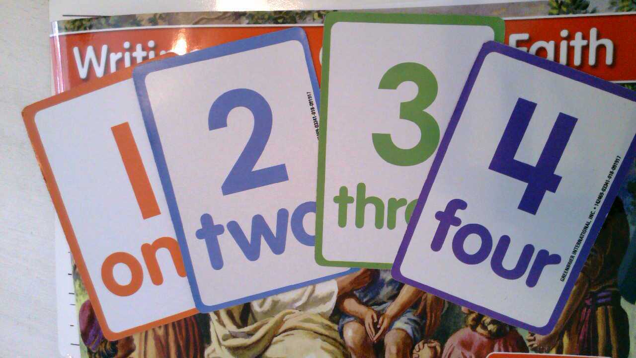 Handwriting--numbers 1, 2, 3, 4