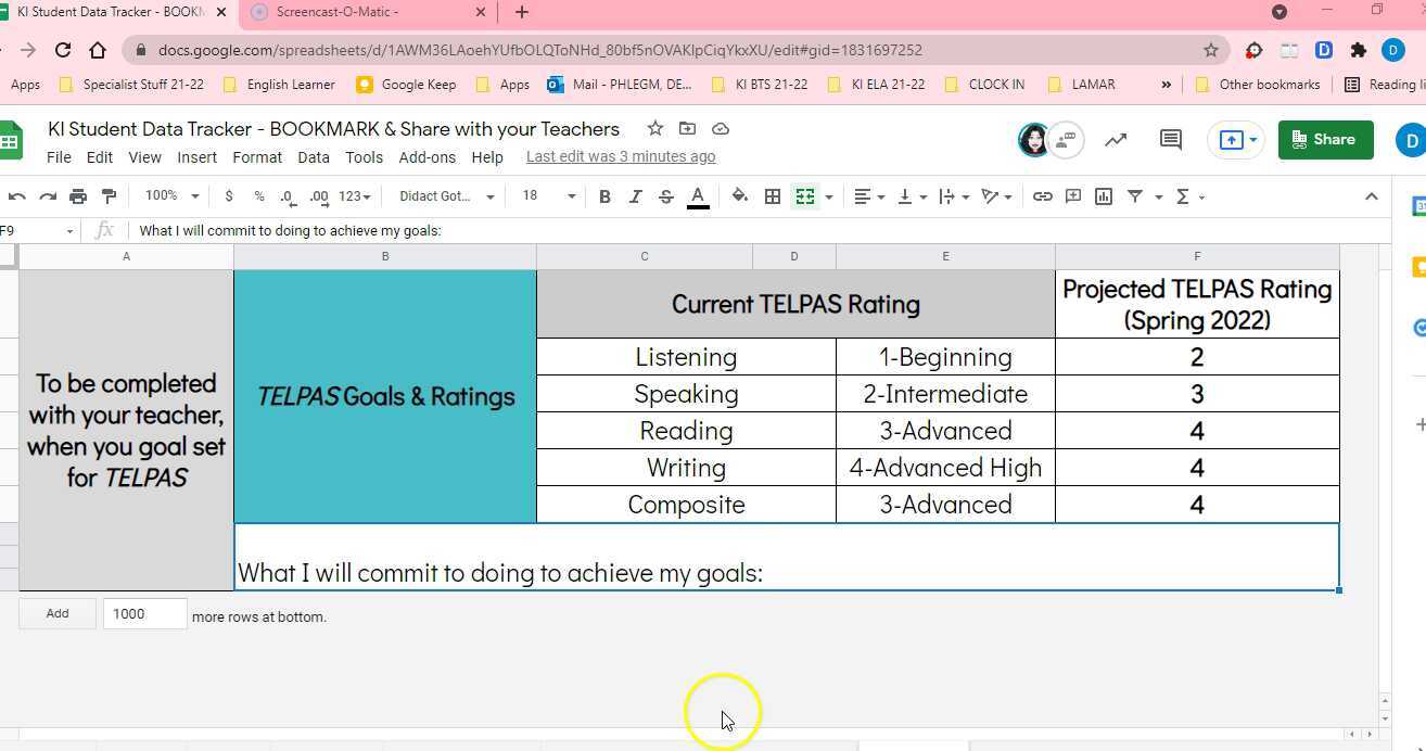 TELPAS Goal Setting