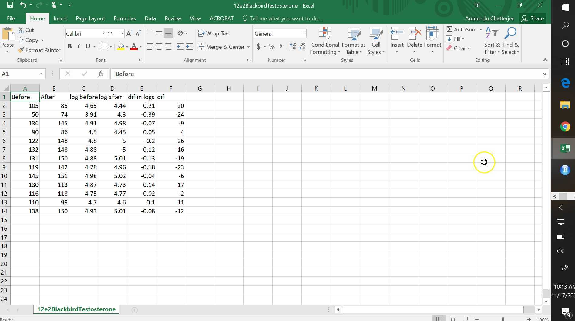 Minitab Instructions for Paired t and Two sample t tests