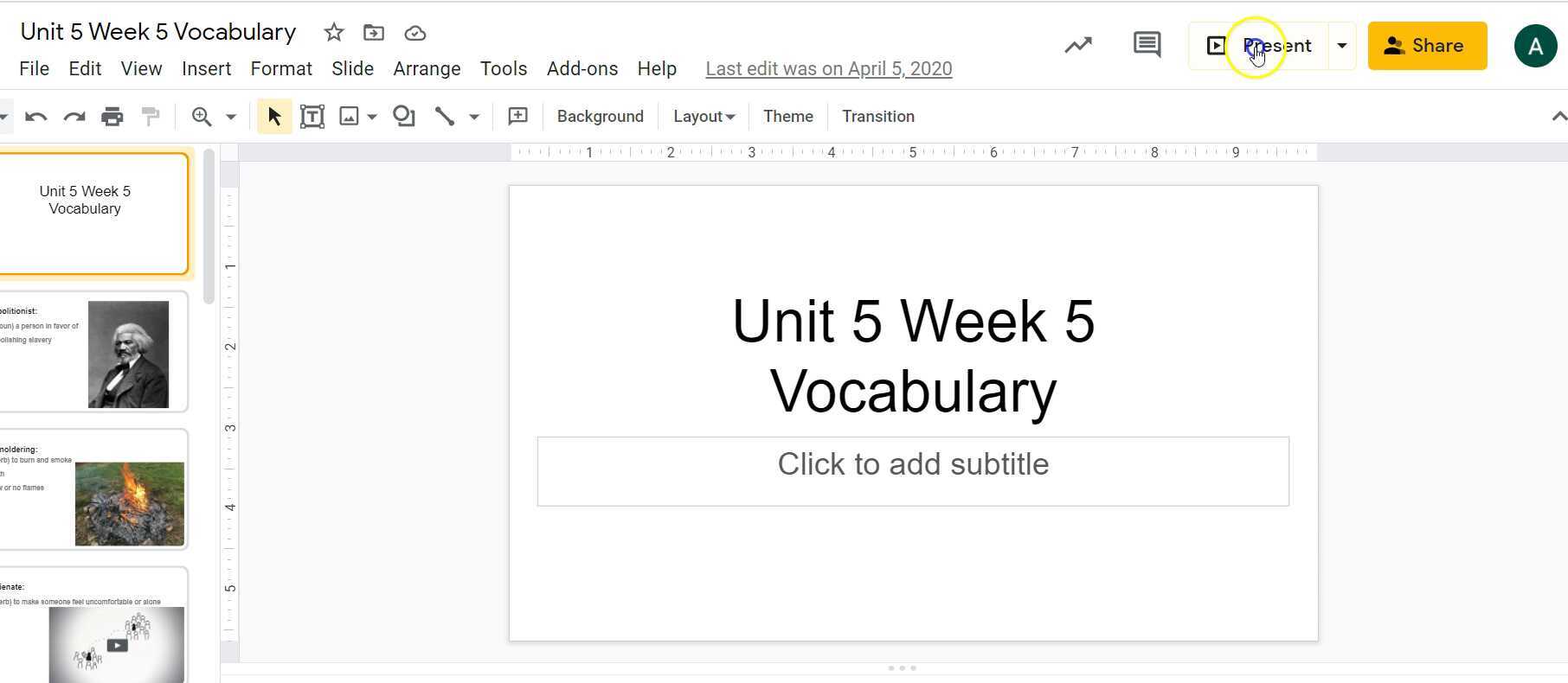 Vocabulary Unit 5 Lesson 5