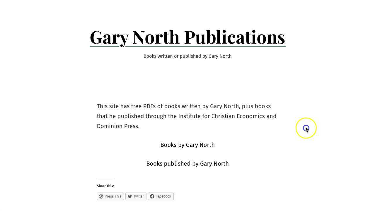 Gary North Publications - Preserving Dr. North's Legacy Online